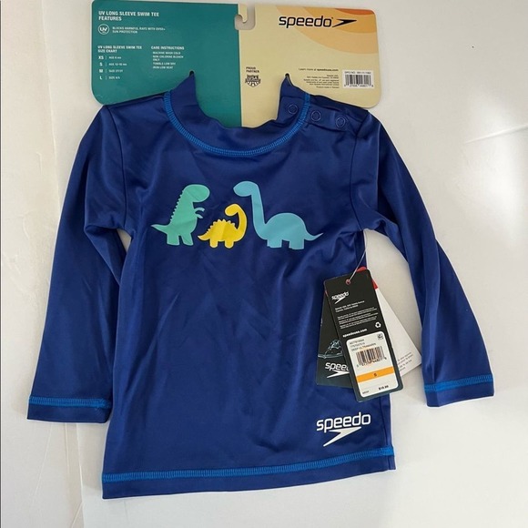 Speedo | Swim | Nwt Speedo Blue Long Sleeve Dinosaur Rash Guard Uv ...
